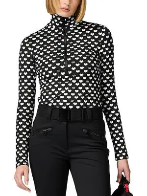 Goldbergh Cuori Half Zip Ski Top - Black Print