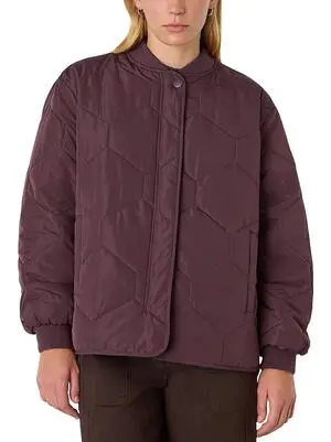 Whistles Ida Short Quilted Coat - Burgundy