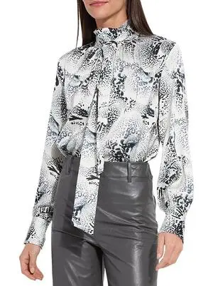 Lyssé Embellished Tie Neck Blouse - Winter Orchid