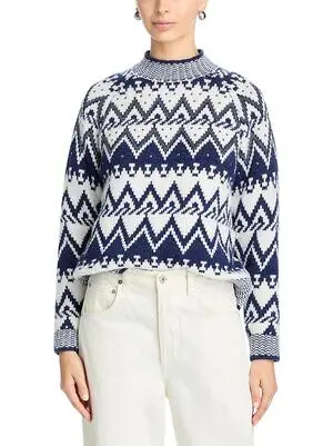 Aqua Fair Isle Studded Sweater - Navy/ivory
