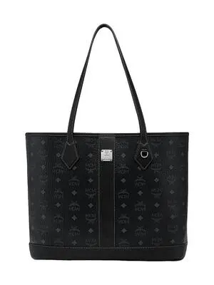 Mcm Liz Medium Visetos Shopper Tote Black