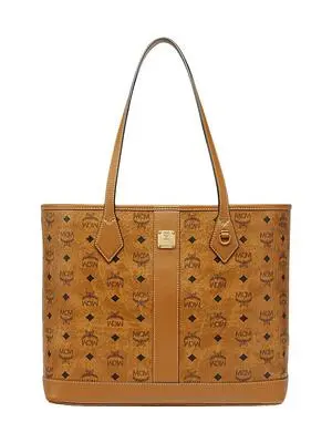 Mcm Liz Medium Visetos Shopper Tote - Cognac
