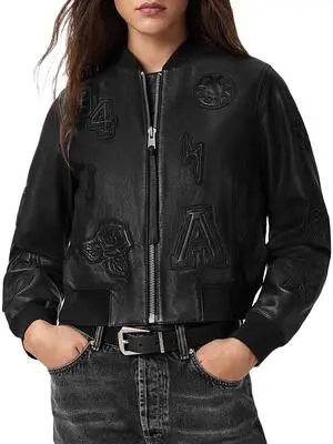 ALLSAINTS Orten 94 Leather Bomber Jacket - Black