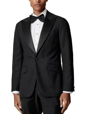 REISS Jacquard Tailored Fit Tuxedo Jacket - Navy