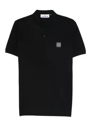Stone Island Short-sleeve Patch Polo Shirt - Black