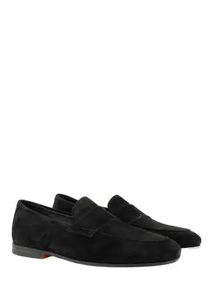 Santoni Flat Penny Loafers - Black