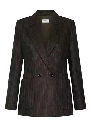 Marella Pinstriped Double-breasted Jacket - Brown