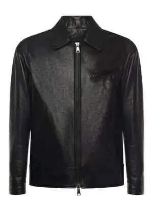 GIULIANO GALIANO Leather Zip-up Jacket - Black