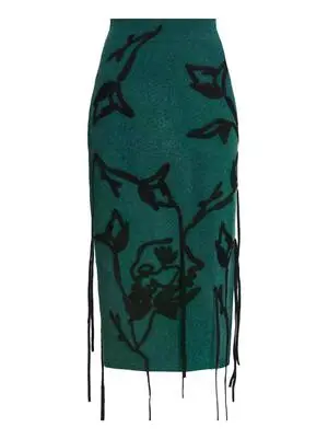 Erdem Merino Wool Pencil Skirt - Green