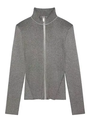 Calvin Klein Zip-up Ribbed Cardigan - Grey