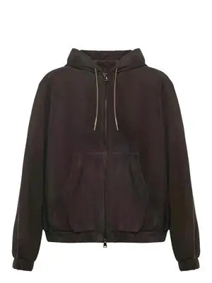 GIULIANO GALIANO Ohio Hooded Zip-up Suede Jacket - Brown