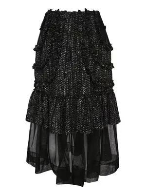 Simone Rocha Multi-frill Patchwork Midi Skirt - Black