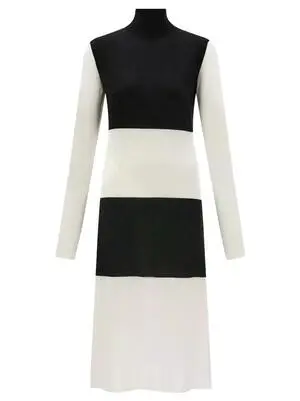 FERRAGAMO Colour-block Turtleneck Dress - White