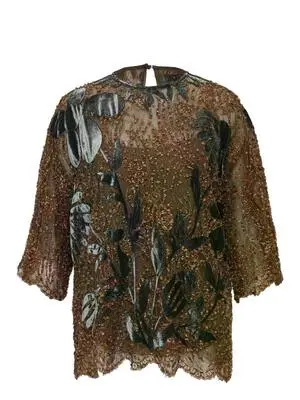 Biyan Flower-embellished Blouse - Brown