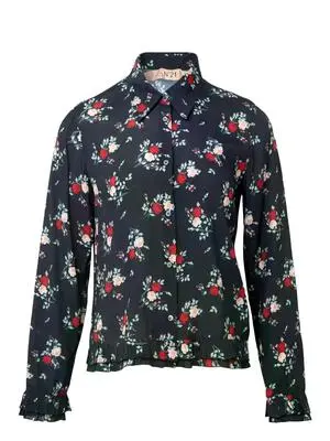 N°21 Long-sleeve Floral Print Blouse - Black