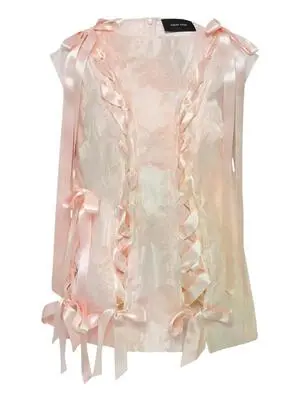 Simone Rocha Ribbon Brocade Unraveling Top - Pink