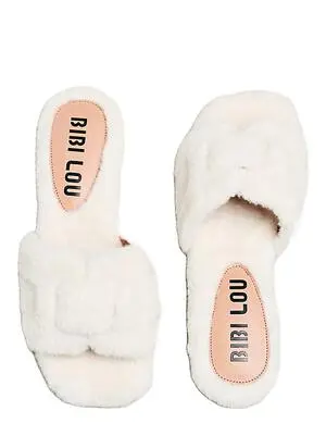 BIBI LOU Fluffy Holly Slides Off White
