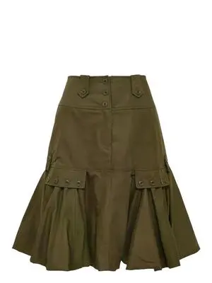 Rokh Pleated Hem Midi Skirt - Green