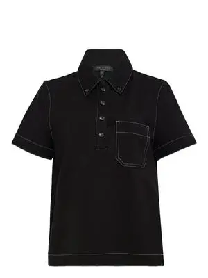 Rag & Bone Irina Contrast-stitch Polo Shirt - Black