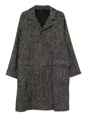 Tagliatore Herringbone Loyds Coat - Black