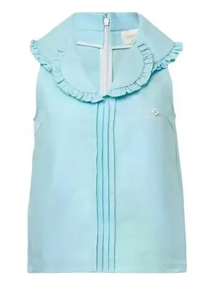 SHUSHU/TONG Double-collar Sleeveless Blouse - Blue