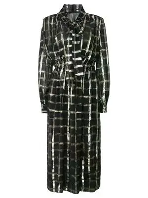 Alberta Ferretti Checked Bow-tie Midi Dress - Black