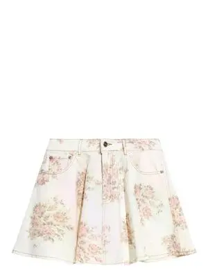 GANNI Floral-print Mini Skirt - Neutrals
