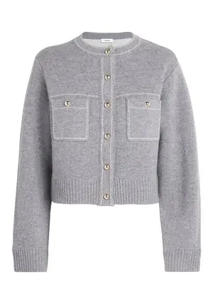 Sandro Wool-blend Topstitched Cardigan - Black