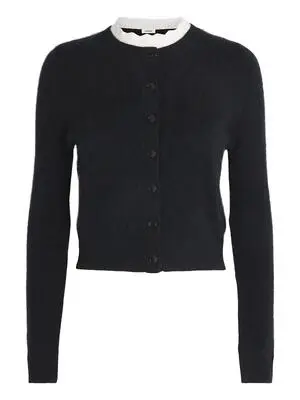 Sandro Wool Pointelle-collar Cardigan - Black