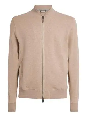 Canali Cotton-cashmere Bomber Jacket - Beige