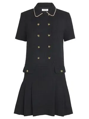 Sandro Tweed Buttoned Mini Dress - Black