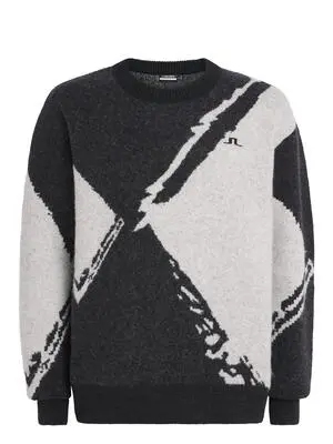 J. Lindeberg Wool-blend Jacquard Jaxton Sweater - Black