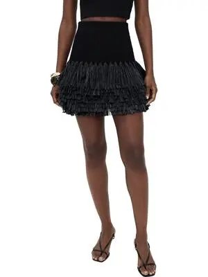 Aje Agave Knit Raffia Mini Skirt - Black