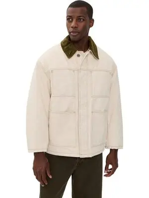 Ami Off-white Cotton Twill Veste Worker - Ecru