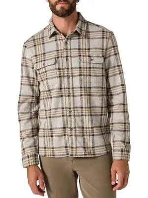 7 Diamonds Generation Plaid Stretch Flannel Button-up Shirt - Beige