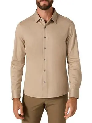 7 Diamonds Bowery Texture Knit Button-up Shirt Tan