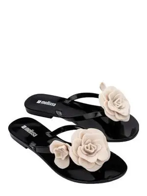 Melissa Harmonic Petals Flip Flop - Black/white