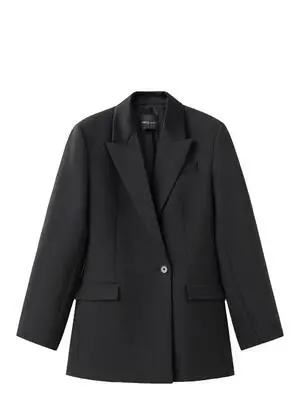 Mango X Kaia Gerber Wool Blend Blazer Dress - Black