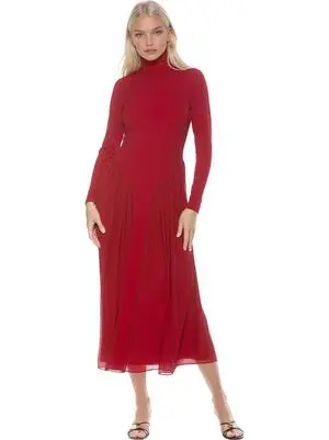 ALEXIA ADMOR Odette Mockneck Midi Dress - Burgundy