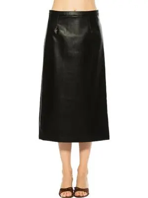 ALEXIA ADMOR Isla Vegan Leather Midi Skirt - Black