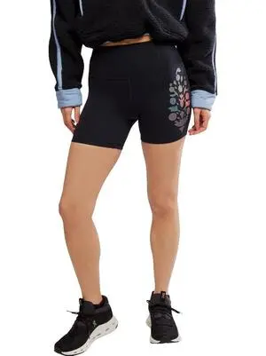 Free People Metallic Logo Bike Shorts - Black