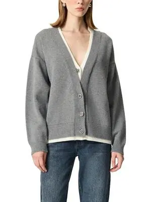 NOCTURNE Crystal-button V-neck Cardigan - Grey