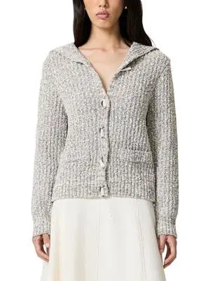 NOCTURNE Textured Knit Cardigan - Grey