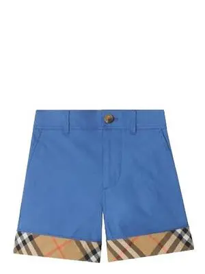 Burberry Check Turn-up Cotton Shorts - Warm Cornflower Blue