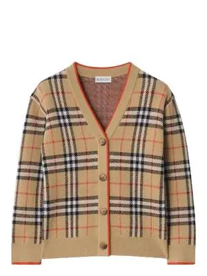 Burberry Check Wool Cardigan - Sand Beige