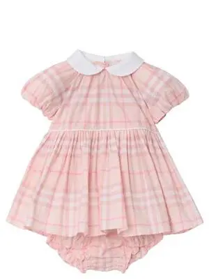 Burberry Check Cotton Dress With Bloomers - Ice Pink