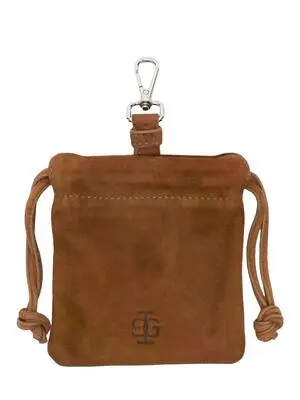 THE GARMENT Drawstring Suede Pouch - Brown