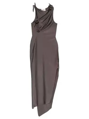 Coperni Flower-appliqué Midi Dress - Grey