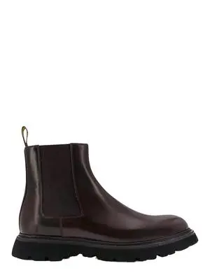 DOUCAL'S Leather Chelsea Boots With Elastic Detailing - Brown