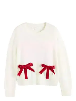 Chinti & Parker Velvet-bow Sweater - Neutrals